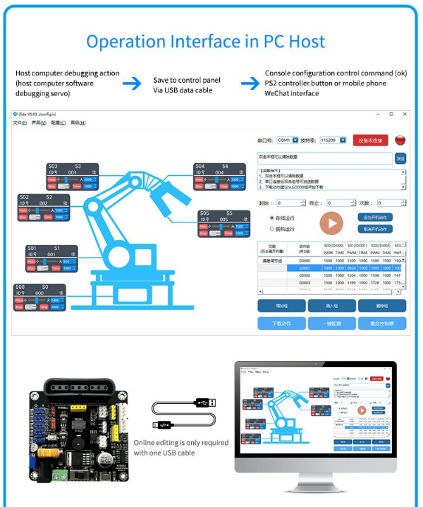 Pre Orderชุดแขนกลหุ่นยนต์ Arm Robot 6 Dof Arduino สีดำ โลหะ Controller And Parts Assembled